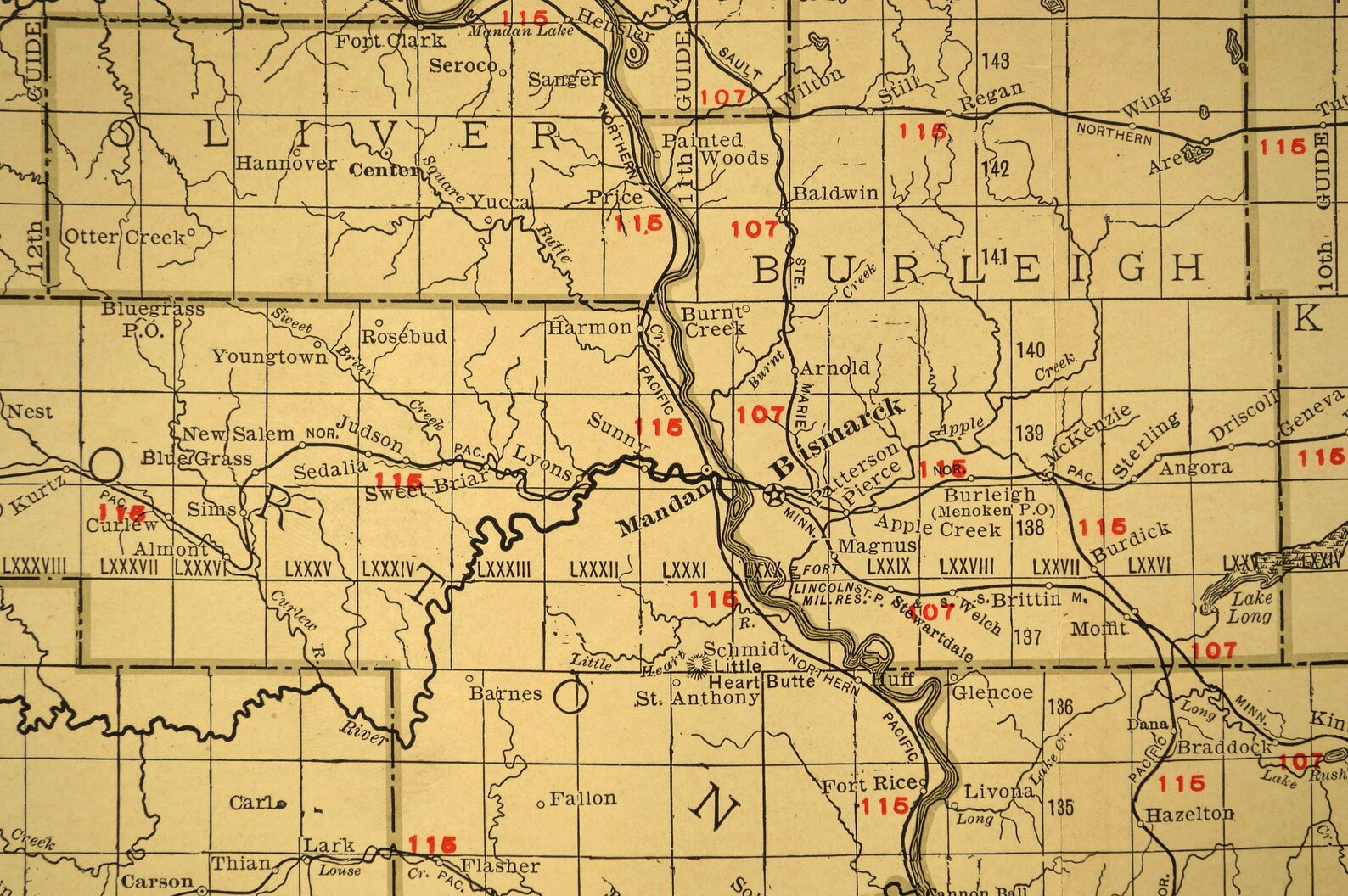 LARGE Antique NORTH DAKOTA Railroad Map Wall Art Original | Etsy
