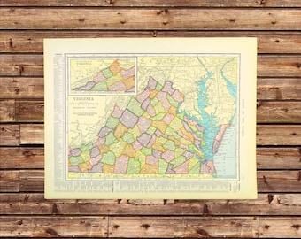 Antique Virginia Map | Etsy