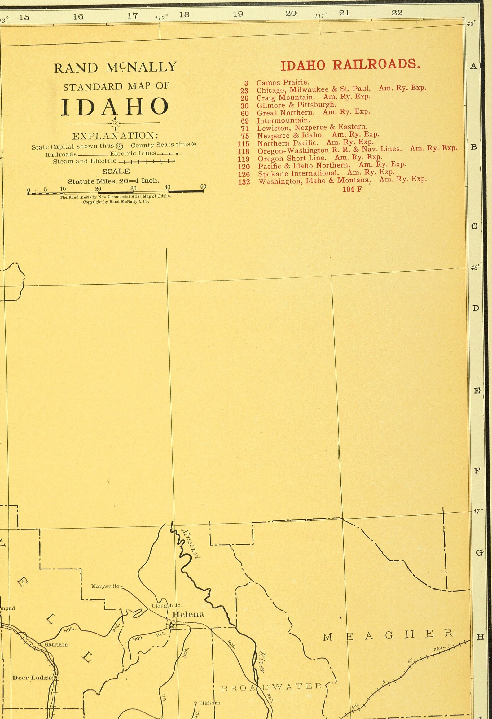 Antique Idaho Map Of Idaho Railroad Map Extra Large Wall Art Etsy