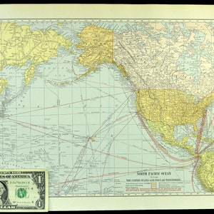 Vintage PACIFIC OCEAN Map of the Pacific Wall Art Decor Oceania Map ...
