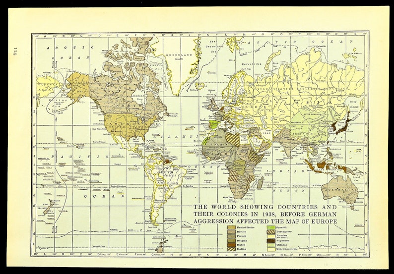 World Map of the World Wall Art Decor Vintage 1930s Graduation | Etsy