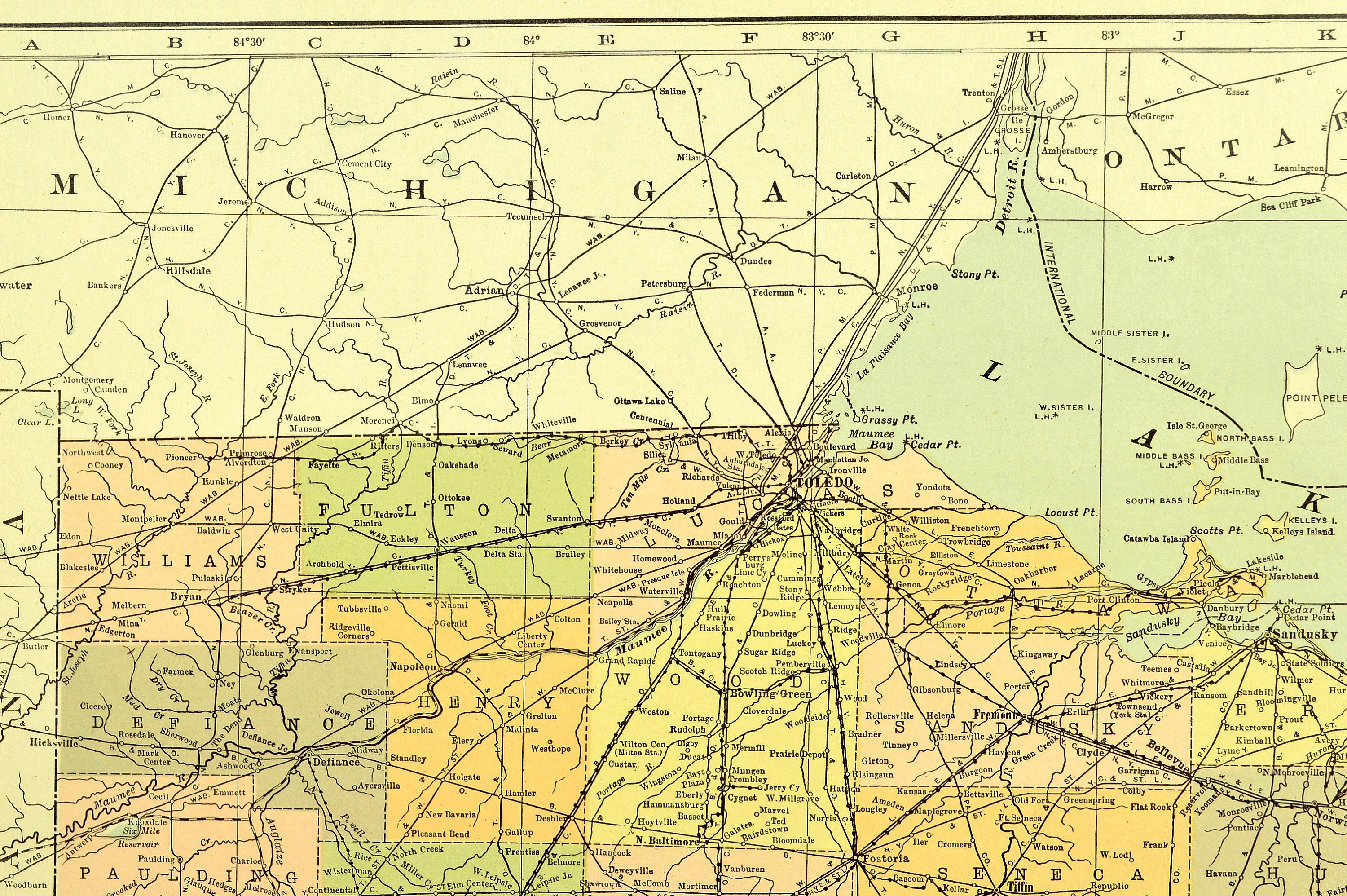 Northern Ohio Map of Ohio Wall Art Decor LARGE Antique North | Etsy