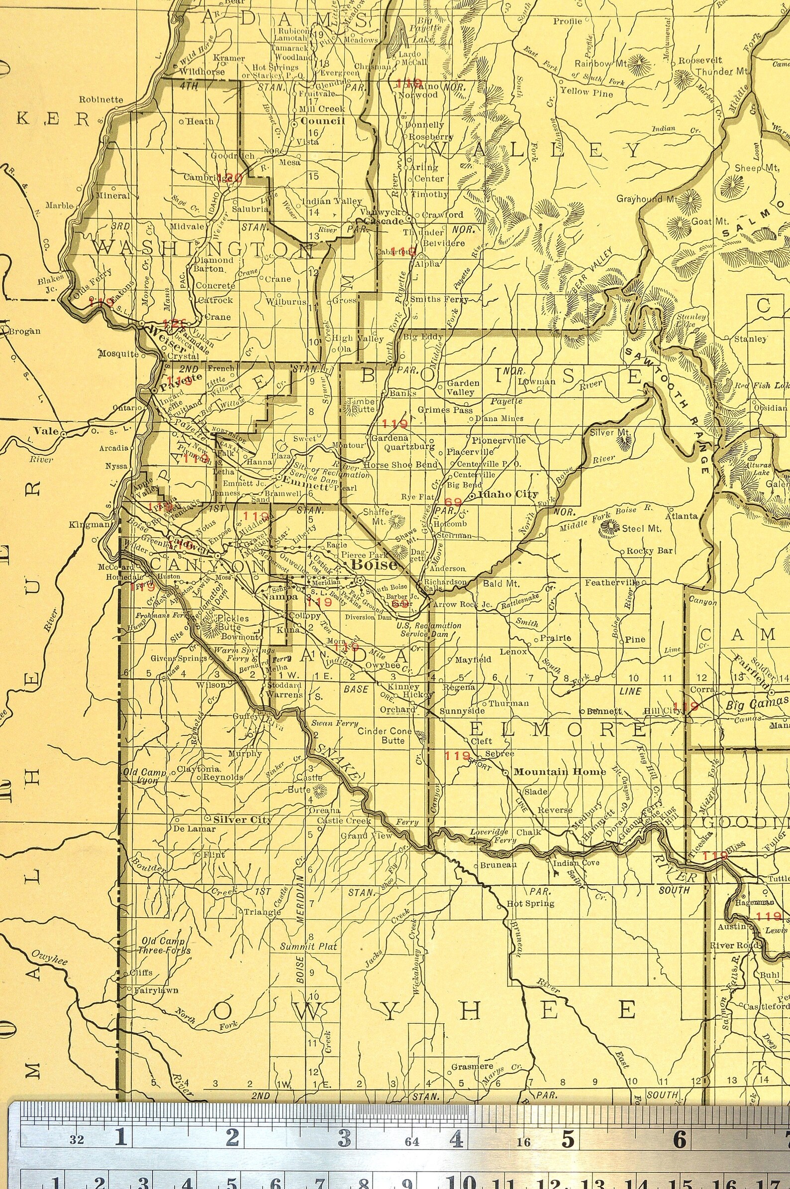 Antique Idaho Map Of Idaho Railroad Map Extra Large Wall Art Etsy