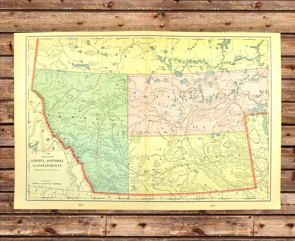 Alberta Map of Alberta Wall Decor Art LARGE Saskatchewan Map | Etsy