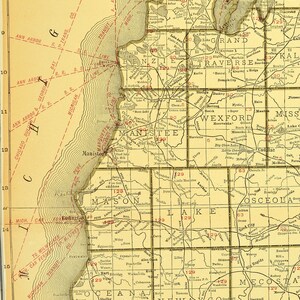 MICHIGAN Railroad Map Wall Art Decor Antique Old EXTRA LARGE - Etsy
