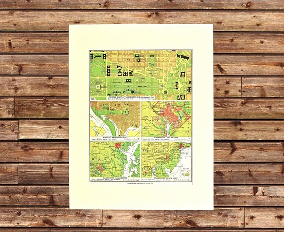 WASHINGTON DC City Street Map Wall Art Frameable Matted - Etsy