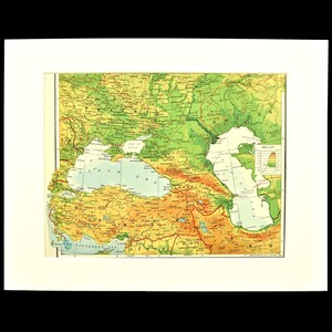 Black Sea Map of the Ukraine Topographic Map Southern Russia - Etsy