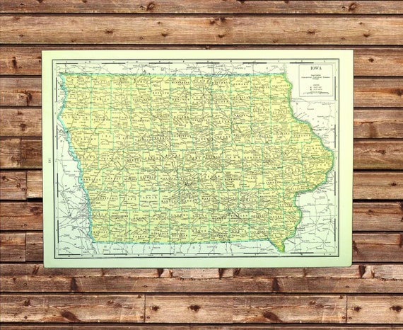 Vintage IOWA Wall Decor Map Art Frameable Ready To Frame - Etsy France