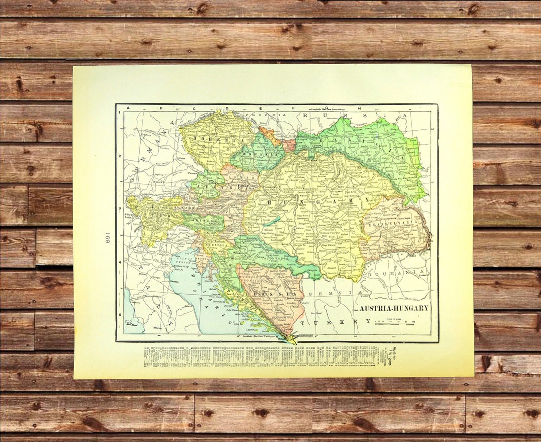 Vintage AUSTRIA MAP of Hungary Wall Art Frameable Central Europe - Etsy