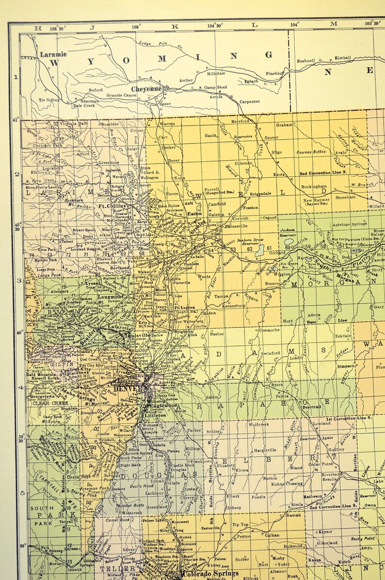 Eastern COLORADO MAP of Colorado Wall Art Decor LARGE Eastern | Etsy