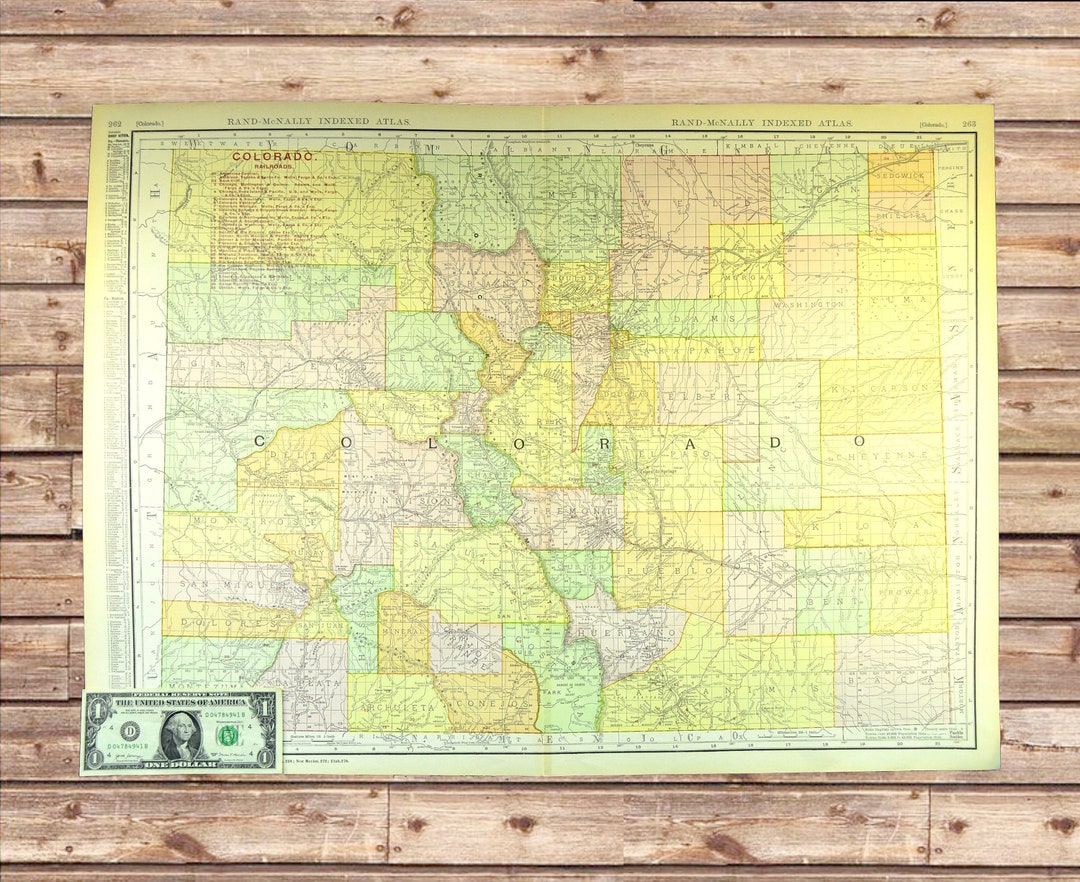 Vintage COLORADO RAILROAD Map Railway Wall Art Decor Antique ORIGINAL ...