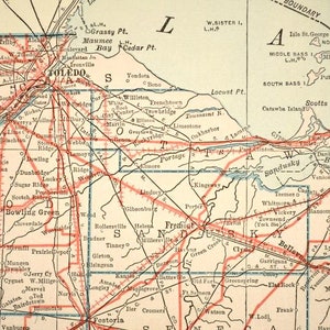 NORTHERN OHIO Road Map Wall Art Decor LARGE Antique Original | Etsy