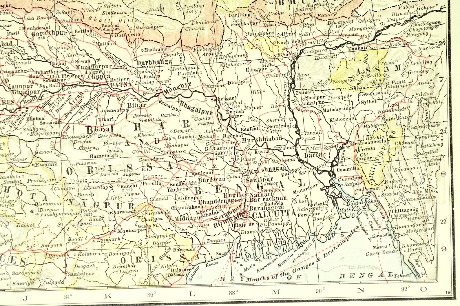 Northern INDIA Map of North India Railroad Map LARGE Antique - Etsy