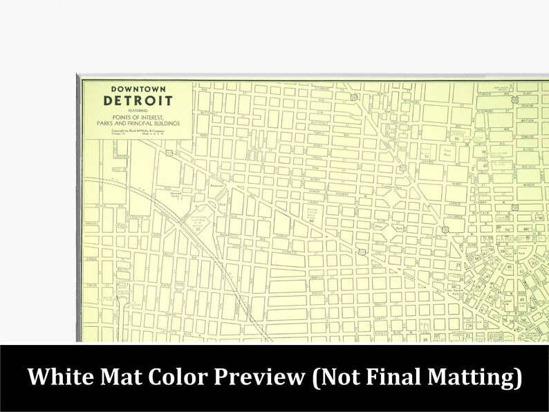 Vintage 1940s DETROIT STREET Map of Detroit City Map Wall Art - Etsy