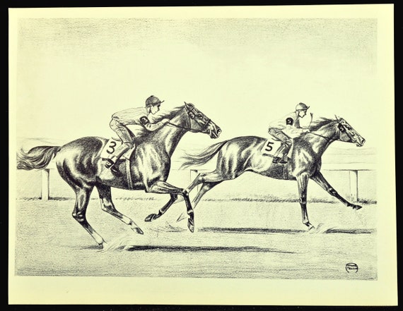 Horse Racing Print Wall Art Horse Wall Decor Book Page Wedding | Etsy