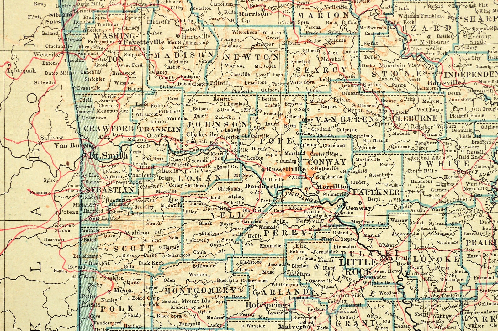 Antique ARKANSAS RAILROAD Map Wall Art Decor ORIGINAL Print - Etsy