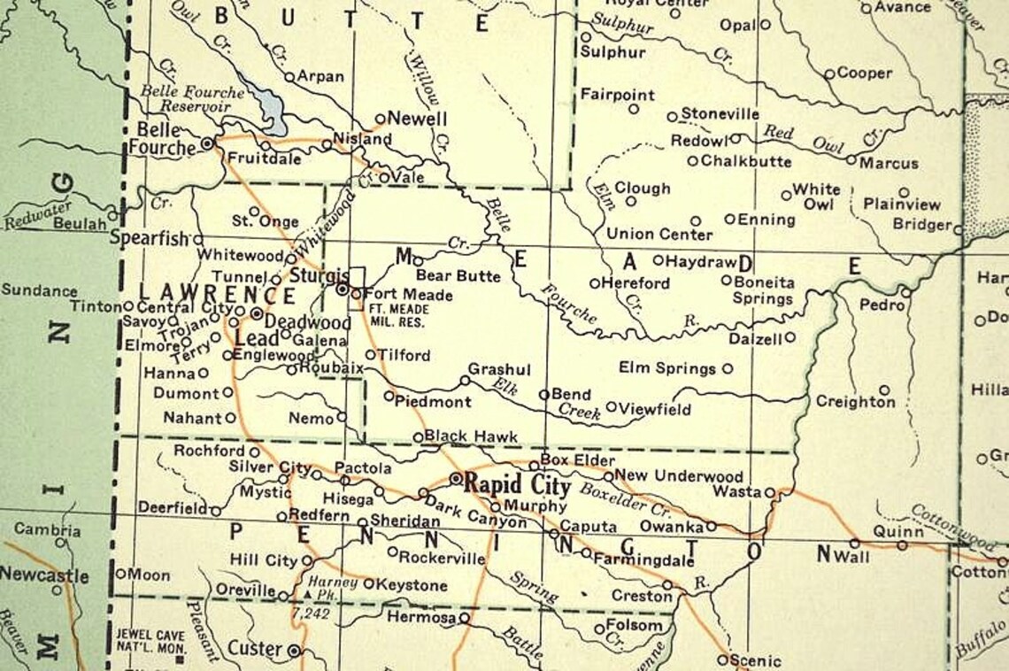 SOUTH DAKOTA Map Wall Art Railroad Vintage ORIGINAL Ready to - Etsy