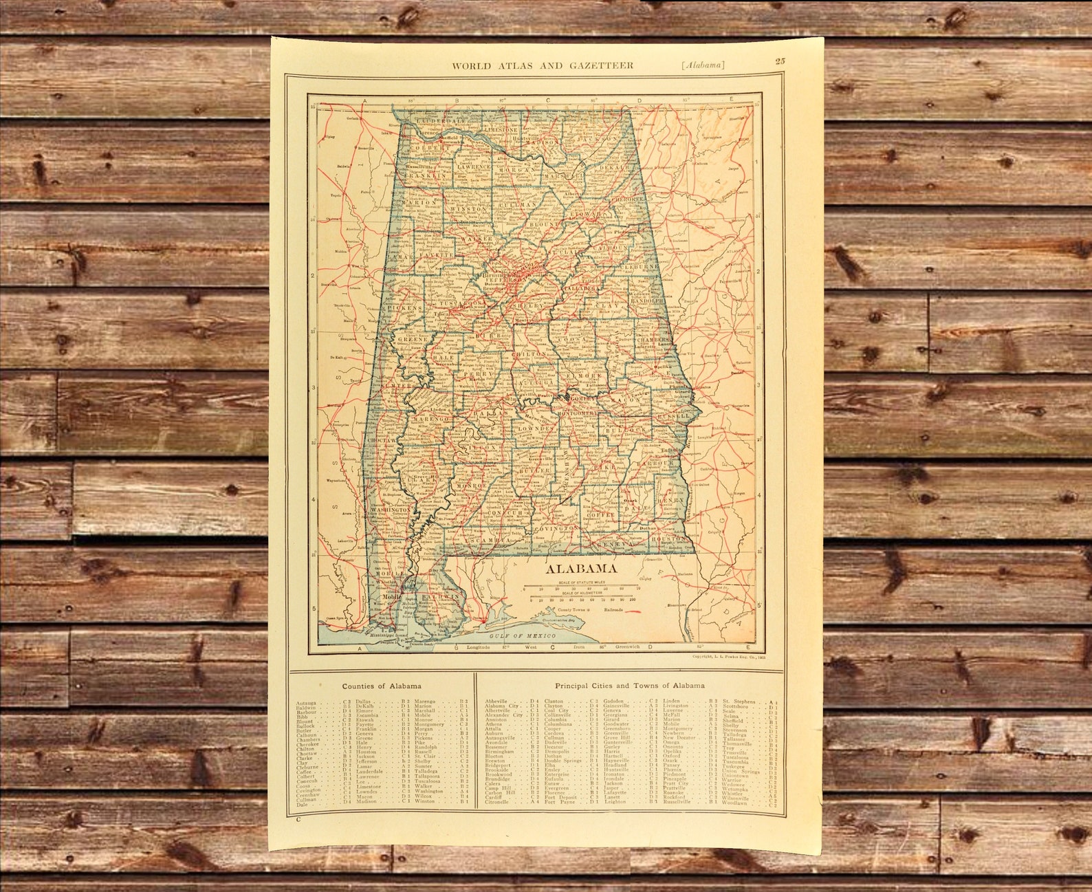 Antique ALABAMA RAILROAD Map Wall Art Decor ORIGINAL Railway - Etsy