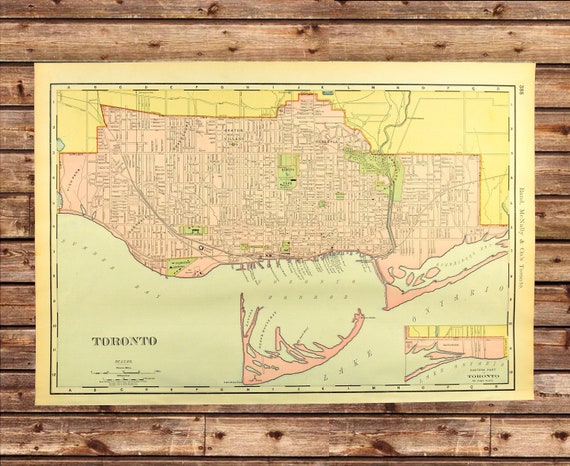 Antique TORONTO City Street Map Wall Art Decor LARGE Canada - Etsy