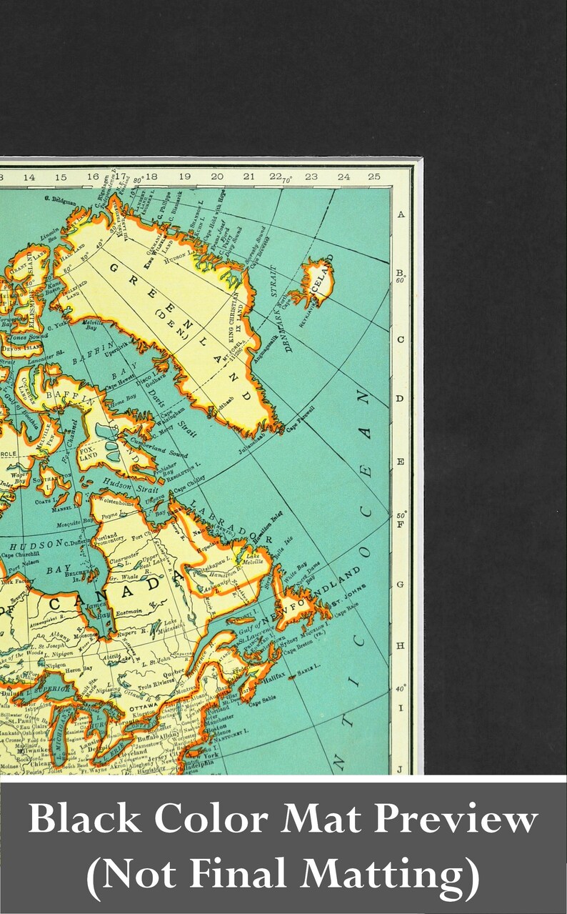 Vintage NORTH AMERICA Map Wall Art Frameable Matted ORIGINAL - Etsy