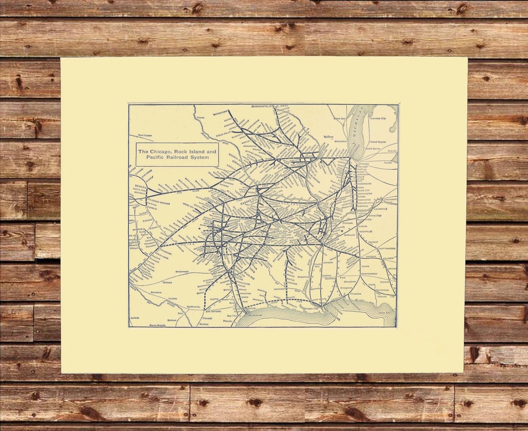 Ca 1914 CHICAGO ROCK ISLAND Pacific Railroad Map Vintage Railway Map ...