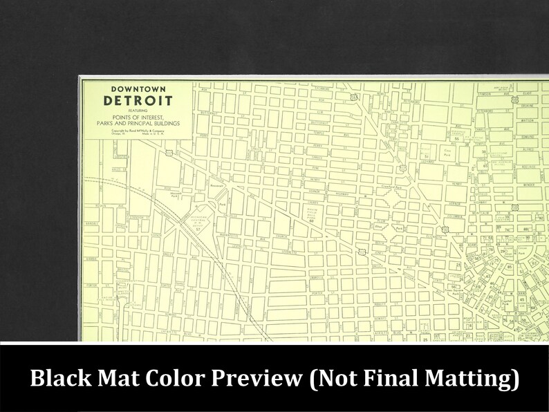 Vintage 1940s DETROIT STREET Map of Detroit City Map Wall Art - Etsy