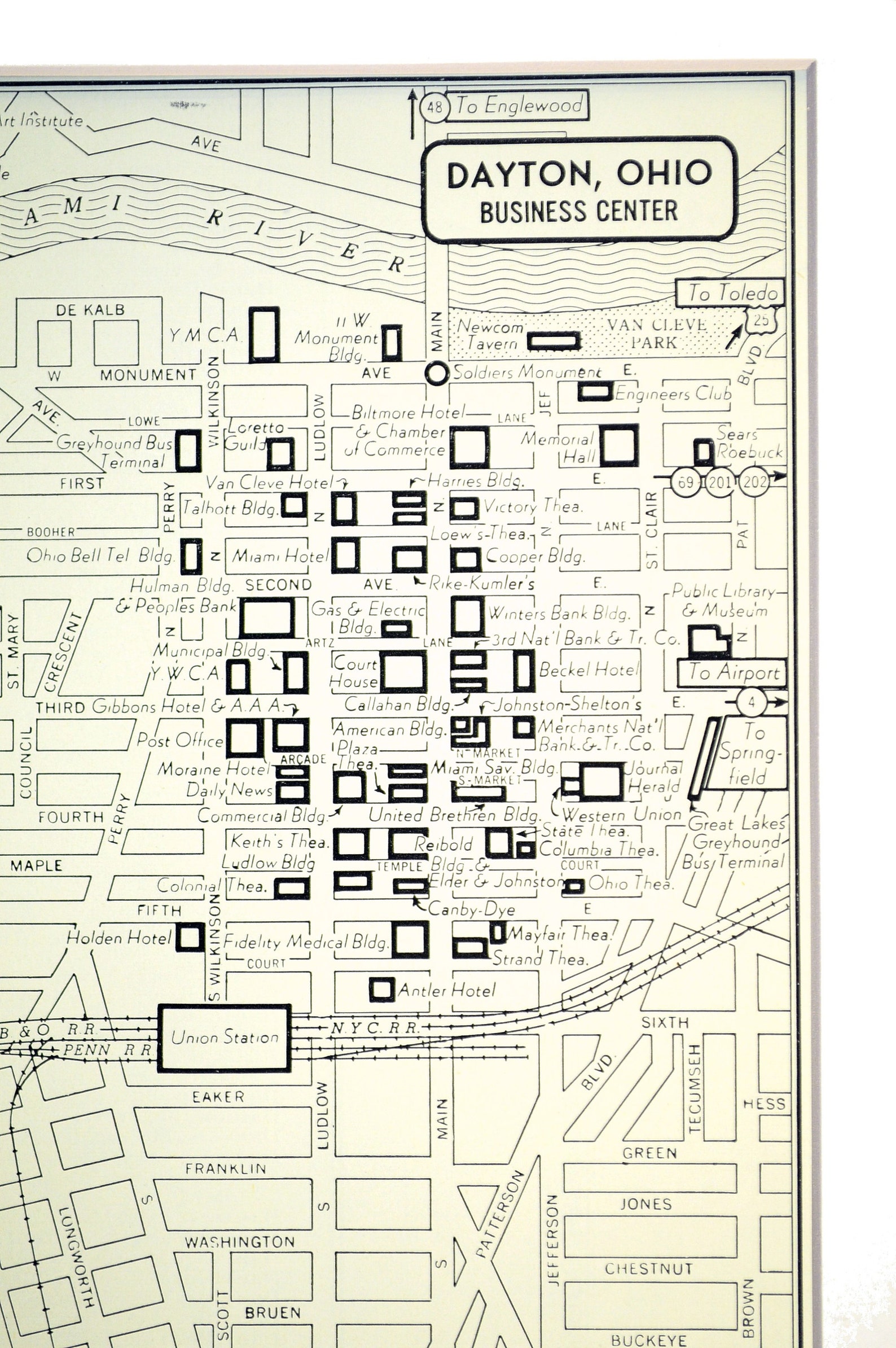 1940s Dayton City Street Map Wall Decor Frameable Art Ready to - Etsy
