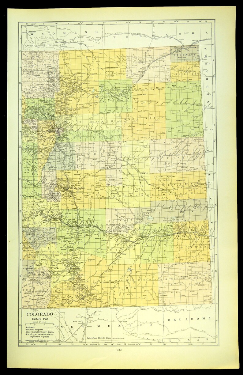 Eastern COLORADO MAP of Colorado Wall Art Decor LARGE Eastern | Etsy