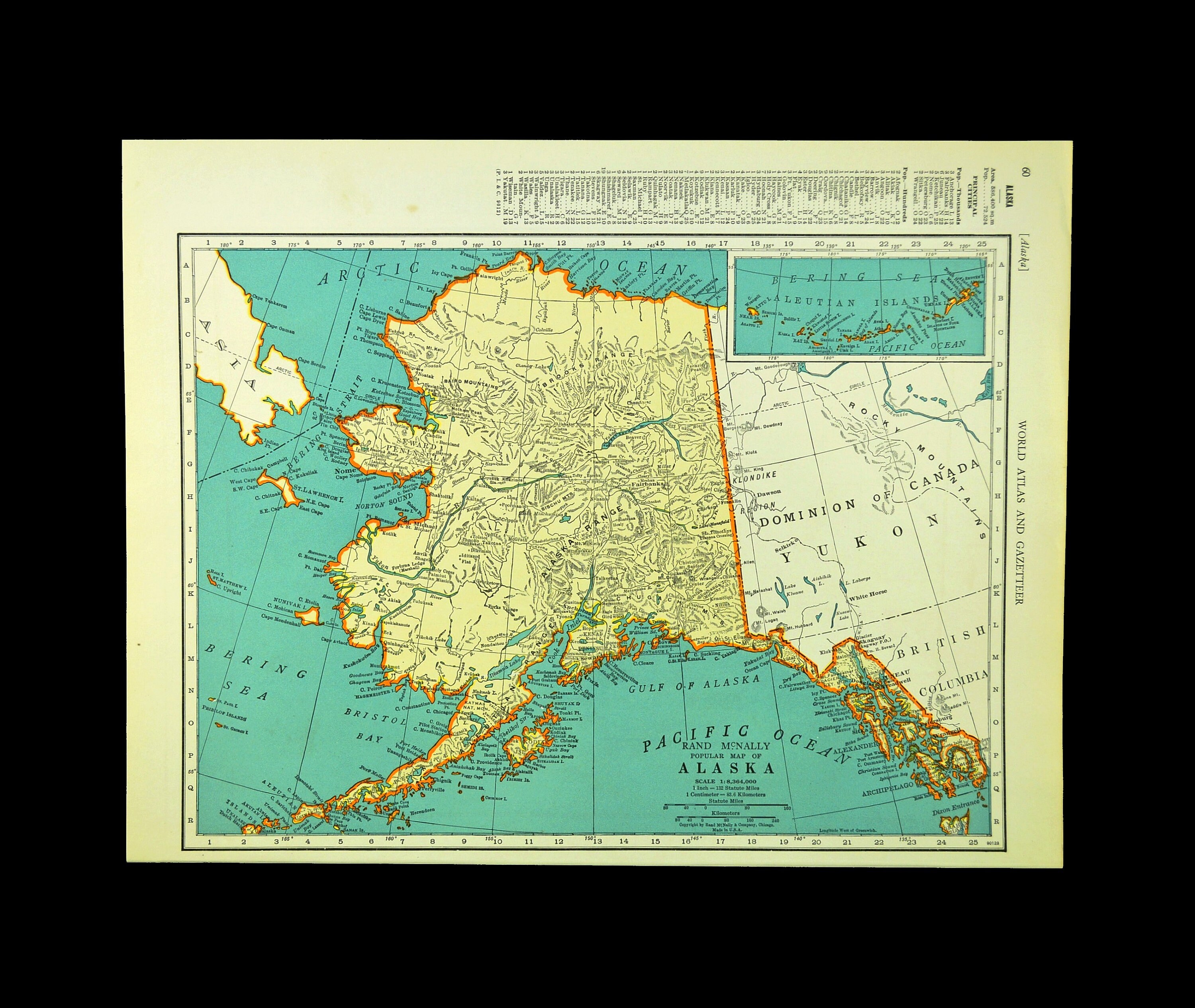 Vintage ALASKA MAP Wall Art Frameable Ready to Frame ORIGINAL ...