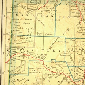 Antique NEW MEXICO RAILROAD Map Wall Art Decor Original - Etsy