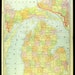 LARGE Michigan Map of Michigan Wall Decor Art Antique Original - Etsy