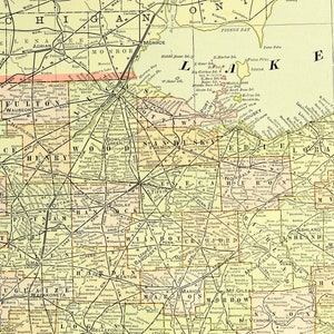 OHIO MAP Wall Art Decor LARGE Antique Original Print Old - Etsy