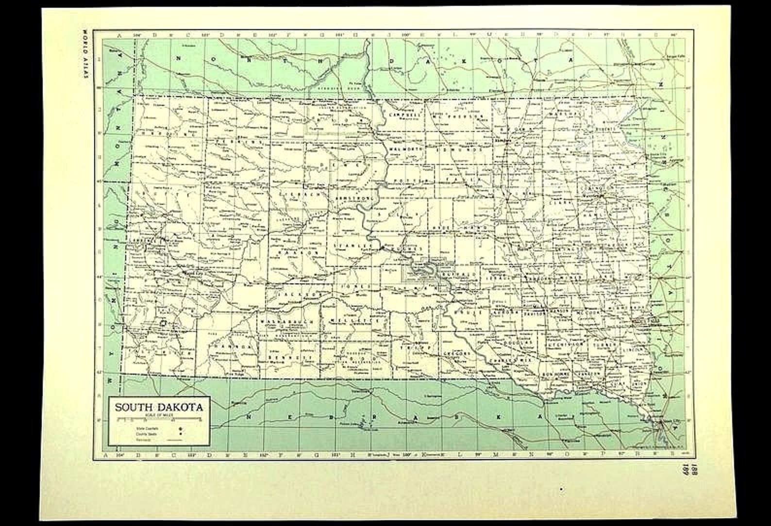 SOUTH DAKOTA Map Wall Art Railroad Vintage ORIGINAL Ready to - Etsy
