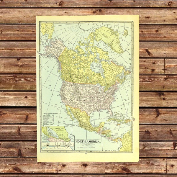 Vintage Map of North America - Etsy