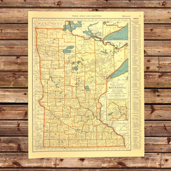 Old Minnesota Map - Etsy