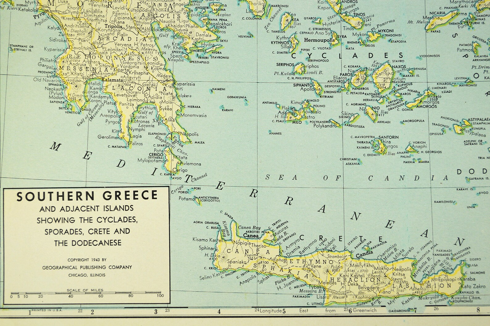 GREECE MAP of the Greek Isles Wall Art Decor Matted Greece Map | Etsy