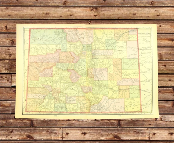 LARGE Colorado Map Wall Art Decor Antique ORIGINAL Old - Etsy