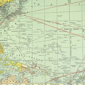 Vintage PACIFIC OCEAN Map of the Pacific Wall Art Decor Oceania Map ...