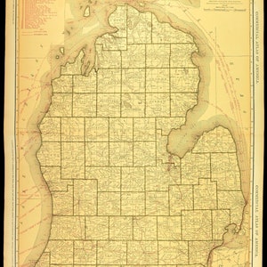MICHIGAN Railroad Map Wall Art Decor Antique Old EXTRA LARGE - Etsy