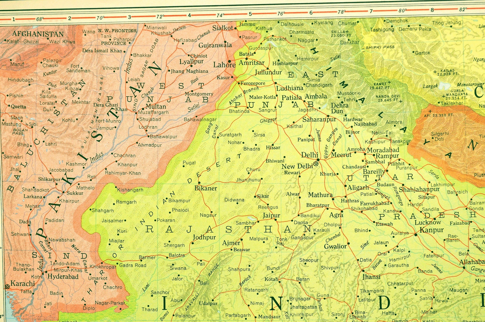 Northern INDIA MAP Wall Art Decor Nepal Himilayas North Travel | Etsy