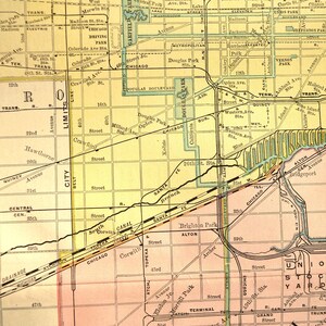 Vintage CHICAGO Railroad Map of Chicago Railway Map LARGE - Etsy