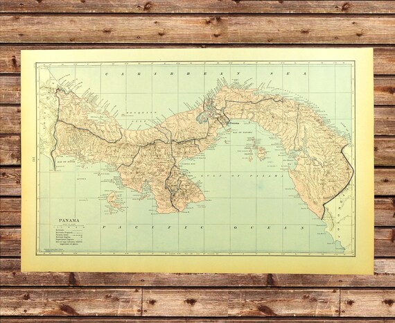 Antique PANAMA MAP Panama Canal Wall Art LARGE 1920s Original - Etsy