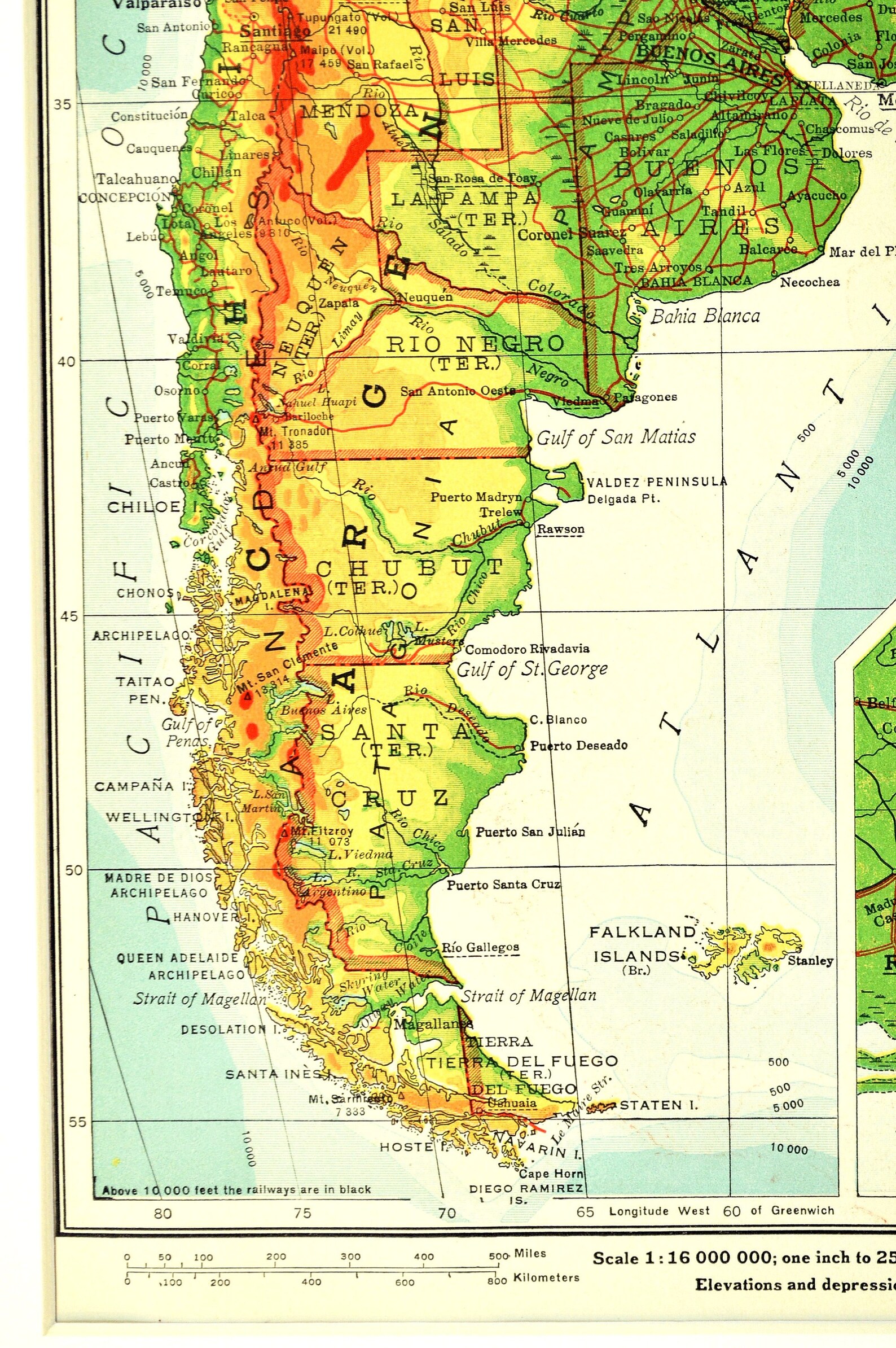 South America Map of South America Topographic Map Matted Map | Etsy