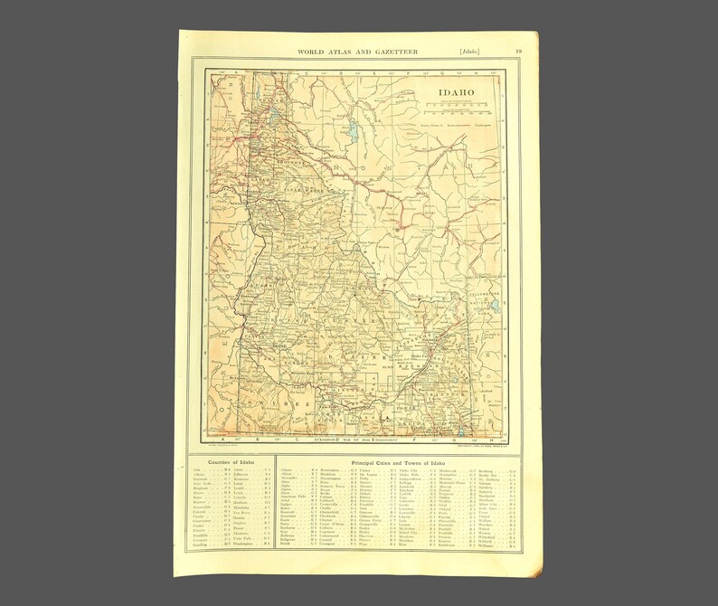 Antique IDAHO RAILROAD Map Wall Art 1920s Decor ORIGINAL Old | Etsy