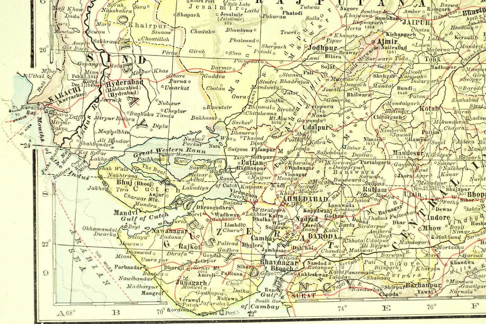 Northern INDIA Map of North India Railroad Map LARGE Antique - Etsy