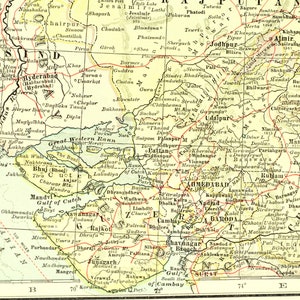 Northern INDIA Map of North India Railroad Map LARGE Antique - Etsy
