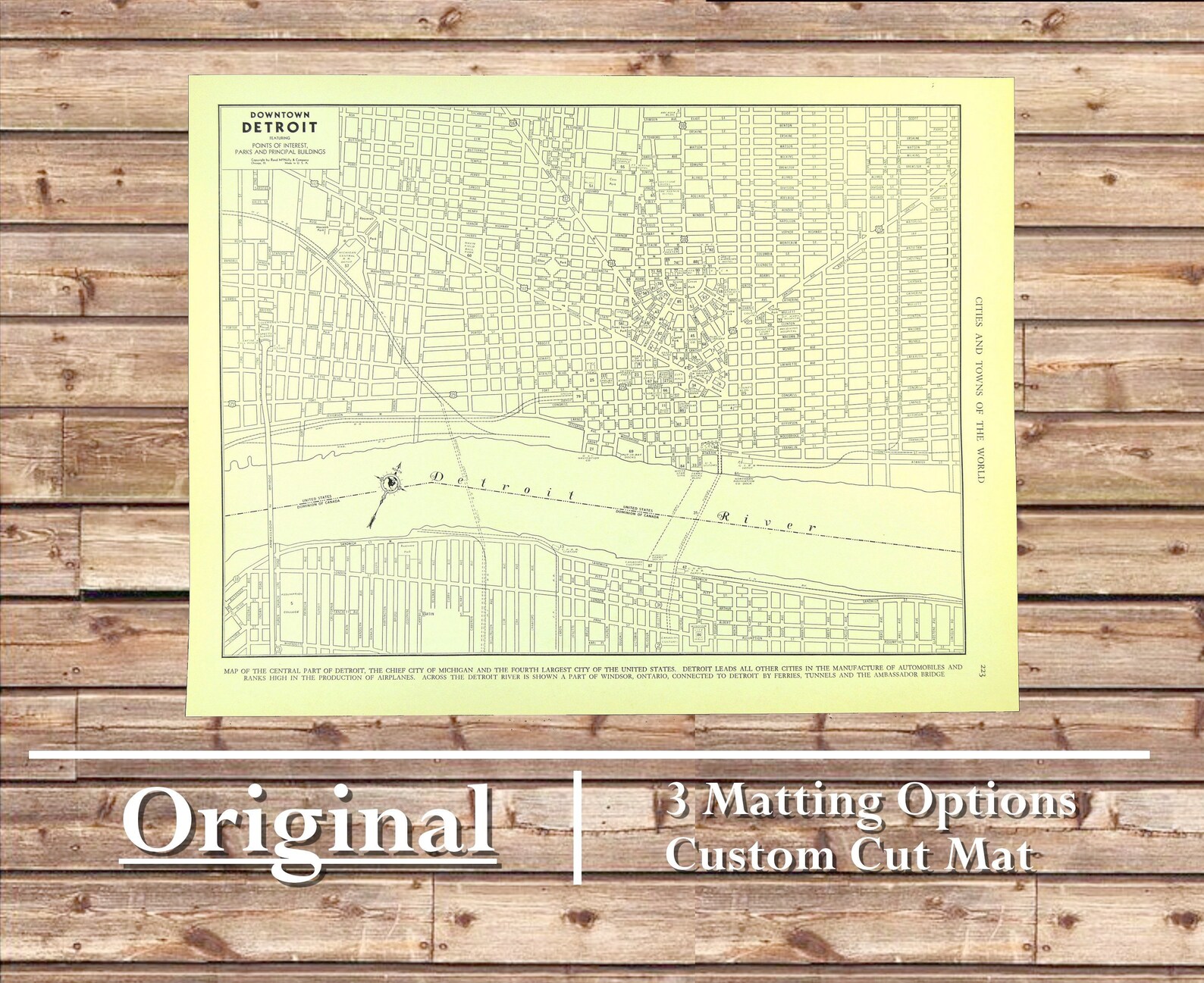 Vintage 1940s DETROIT STREET Map of Detroit City Map Wall Art - Etsy