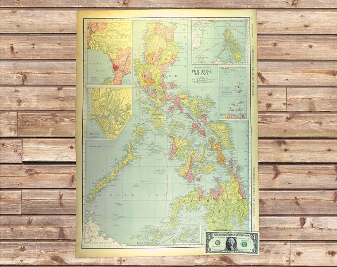 LARGE Philippines Map of the Philippine Islands Wall Art Decor Traveler ...