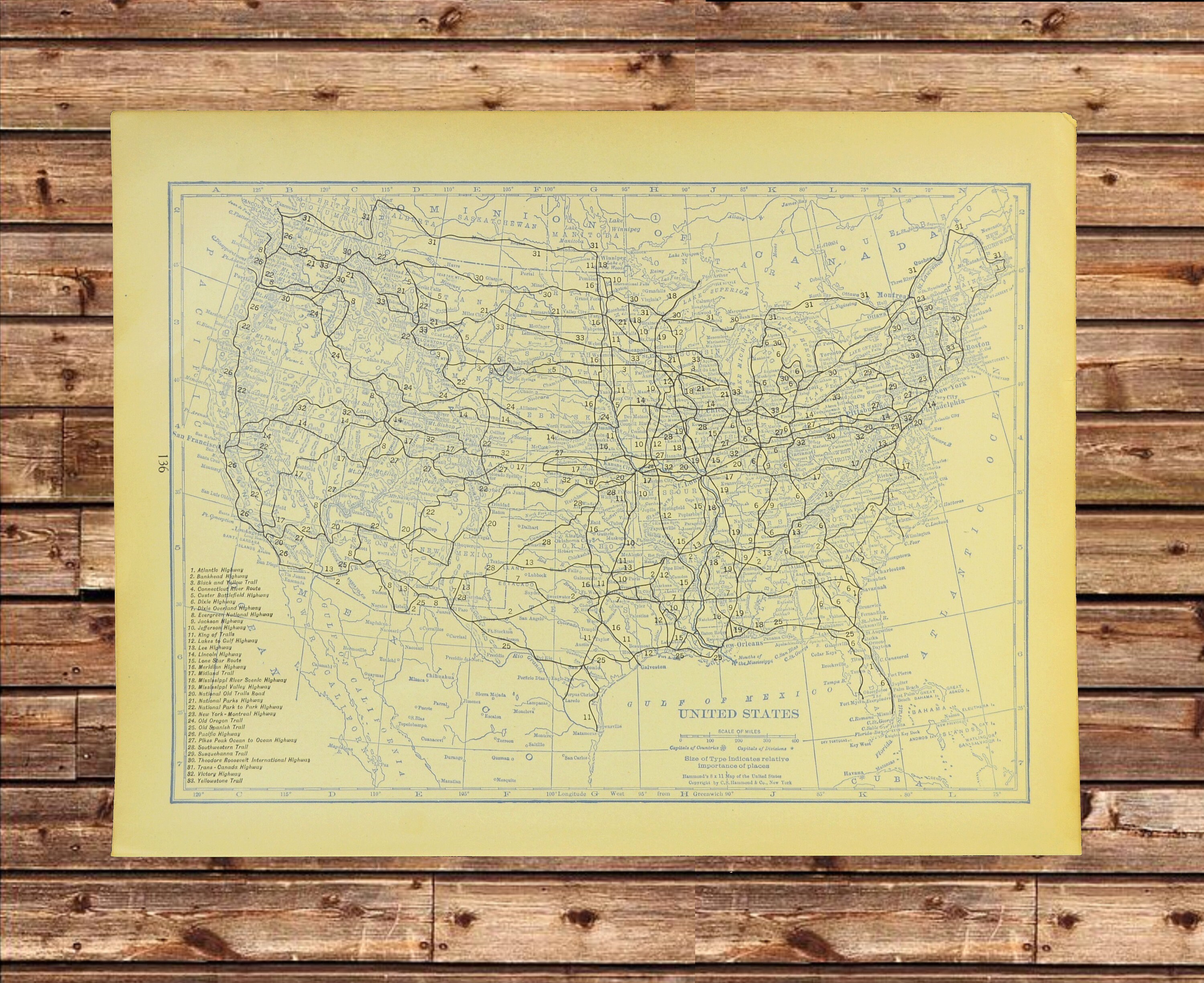 Antique US Roadway Map US Highway Map US 1930 Usa Original - Etsy Ireland