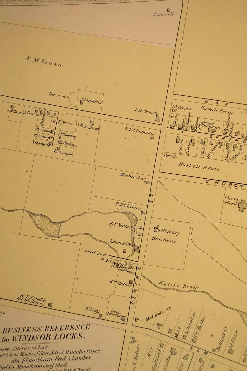 Windsor Locks Connecticut Map Antique Residential Street Map | Etsy